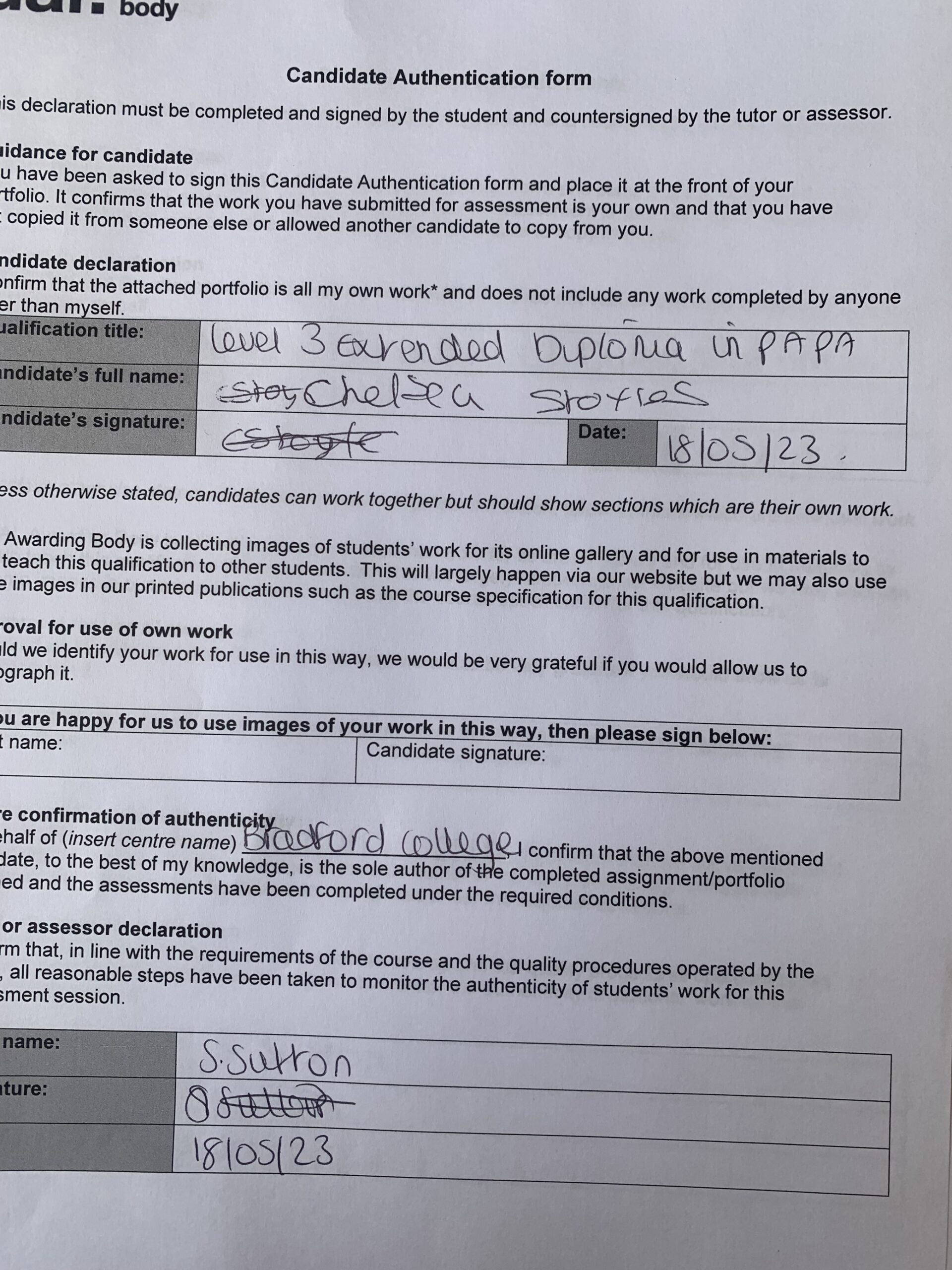 Authentication Form – Chelsea Stoyles FMP