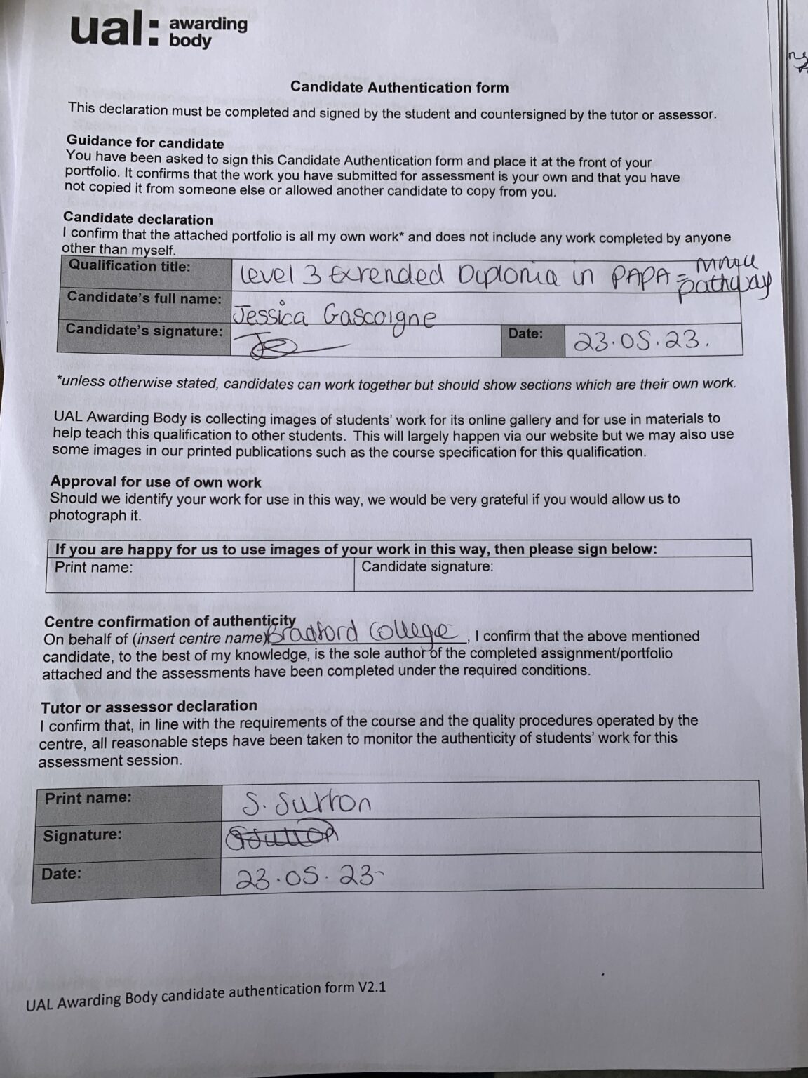 Authentication Form – Jessica Gascoigne