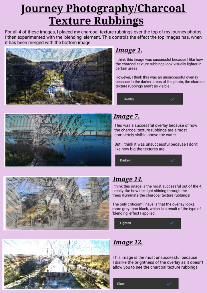 Journey Photography/Charcoal Texture Rubbings. – Evie Newman