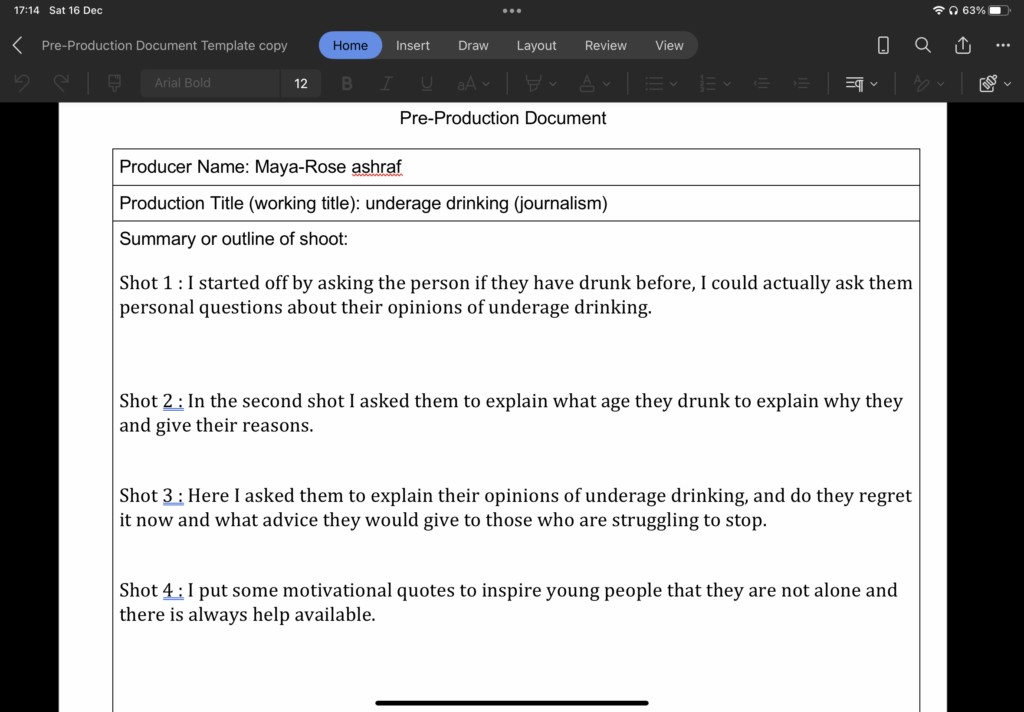 Task 2 Pre Production And Production journalism Maya Rose Ashraf task-2-pre-production-and-production-journalism-maya-rose-ashraf